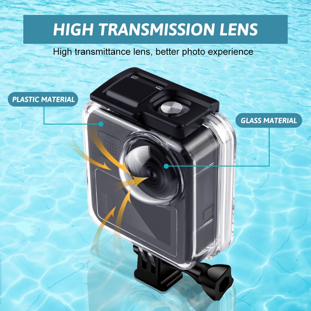 ParaPace 45M Waterproof Housing Case for Gopro Max,Action Camera Underwater Diving Protective Shell with Bracket Accessories(GP-272)