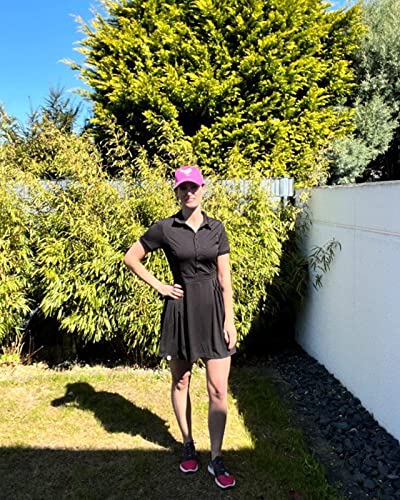 Soneven Women Golf Tennis Polo Dress Short Sleeve Workout Athletic Dresses with Pockets Black