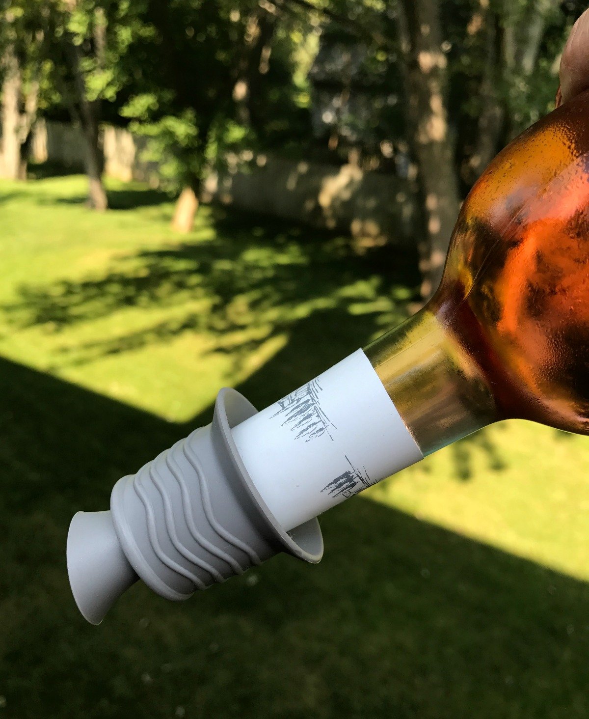 Wine Stopper and Pourer 2 Pack β Pink and Gray Silicone Wine Accessories to Serve Wine More Easily by Simply Charmed