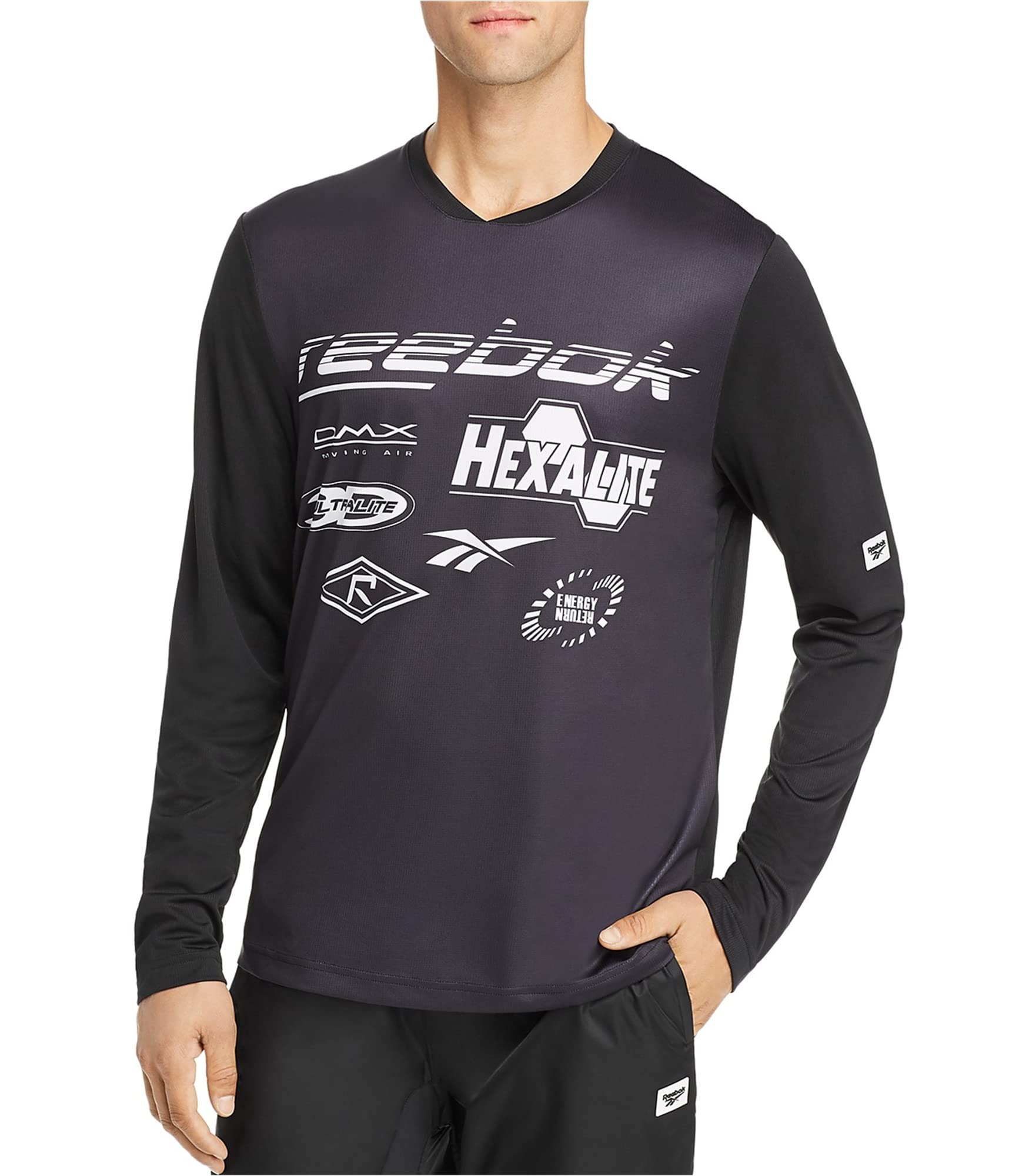 Reebok Classic Motocross Long Sleeve Tee, Black, X-Large