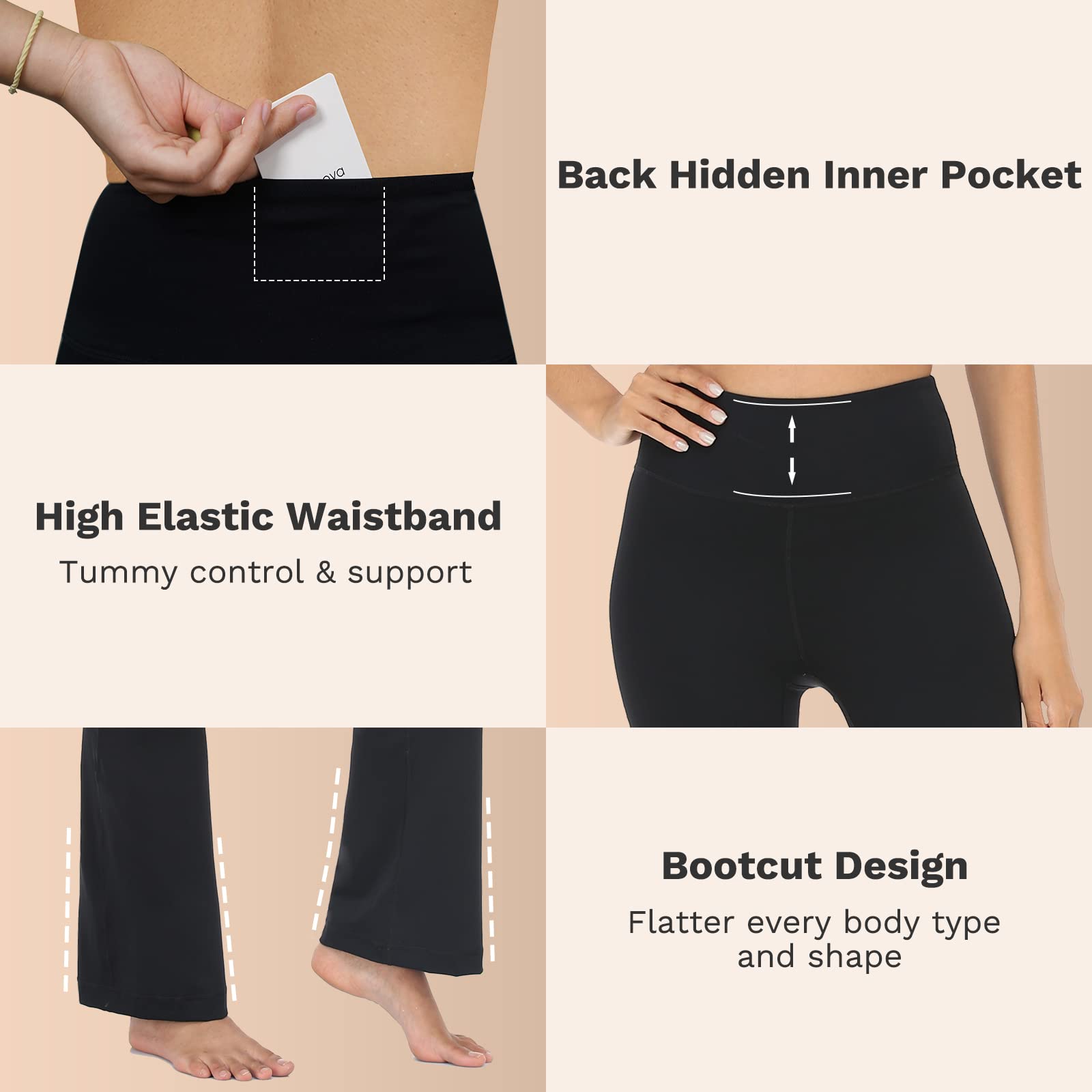 songful Bootcut Yoga Pants for Women, High Waisted Flare Leggings Athletic Workout Bootleg Yoga Pants, Blue Depth X-Large