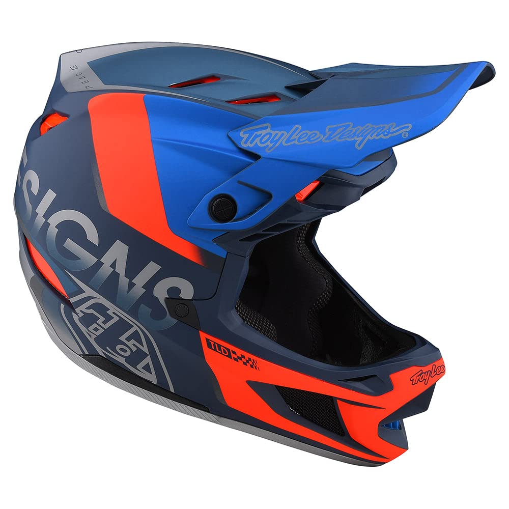 Troy Lee Designs D4 Composite Full-Face Bicycle Helmet. Max Ventilation Lightweight MIPS EPP EPS Racing Downhill DH BMX MTB Bicycling Cycling - Adult Men Women - Qualifier Slate/Red, Medium