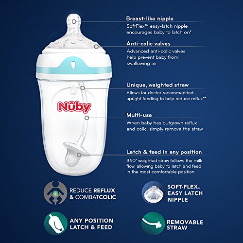 Nuby 3 Piece Comfort 360 Bottle, Transparent, 9 Oz, 3 Count