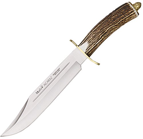 Muela ALCARAZ-22 Genuine Red Stag Horn Handle Hunting Knife with Leather Sheath ,8-5/8"