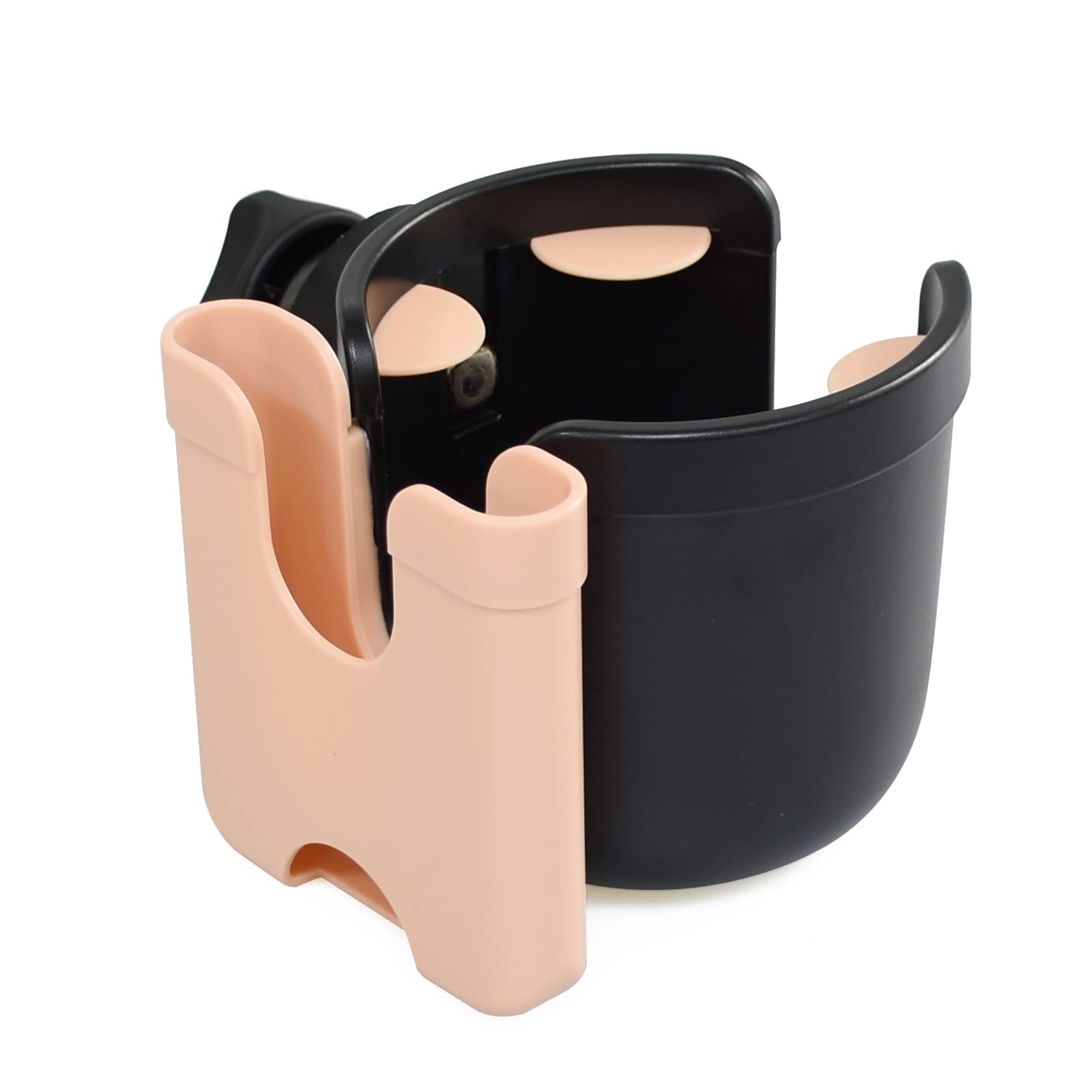 Stroller Cup Holder, 2 in 1 Universal Bottle & Phone Storage Rack, 360 Degree Cup Holder for Buggy, Pushchair, Wheelchair, Bike (Cup 2 in 1 -Pink)