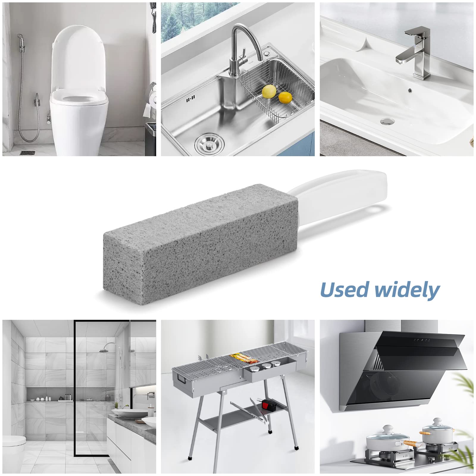 Omszte 2Pack Pumice Stone Toilet Bowl Cleaning with Handle, Scouring Stick Powerfully Cleans Away Limescale Stain, Hard Water Rings, Calcium Buildup, Suitable for Tiles, BBQ Grill, Bath tubs