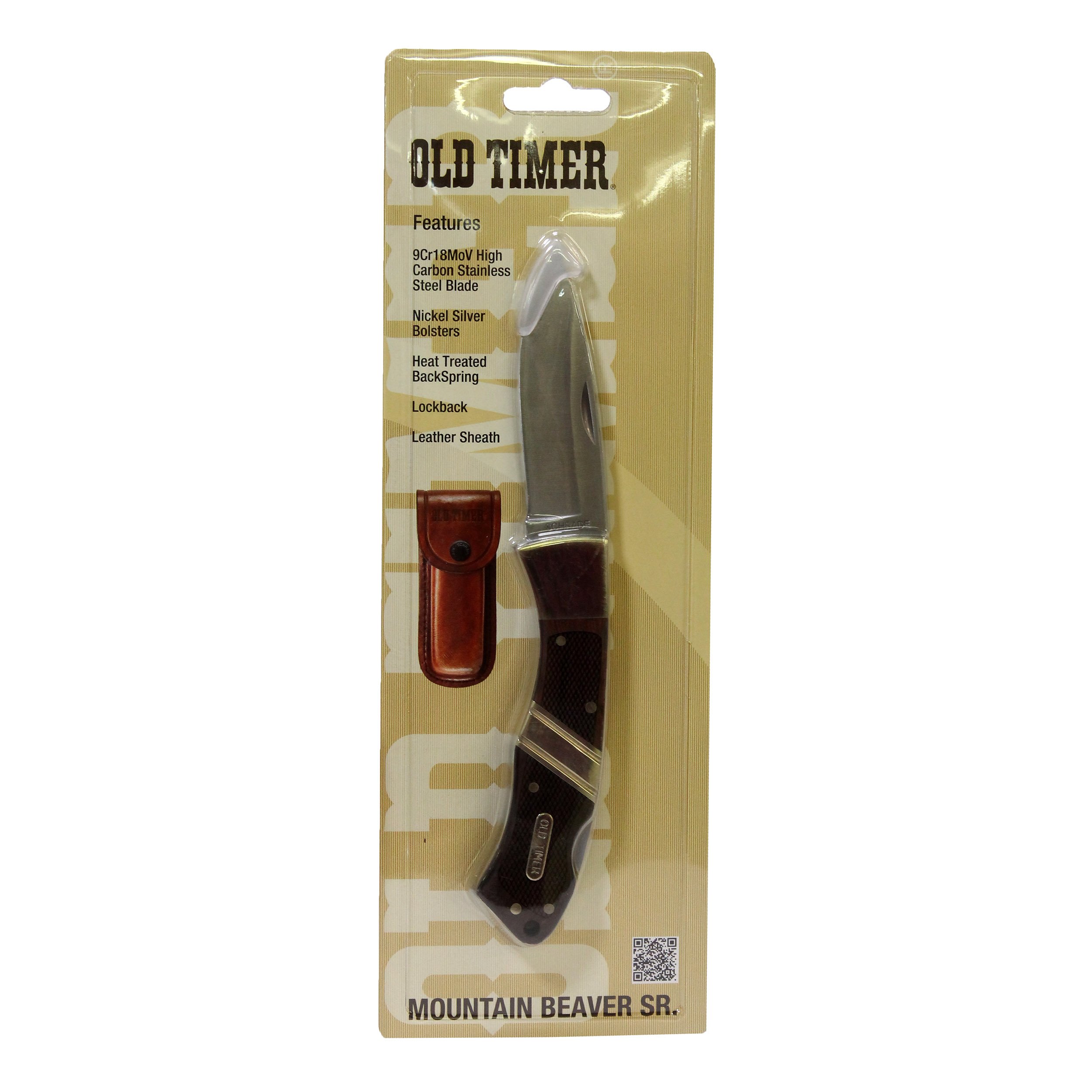 Old Timer 29OT Mountain Beaver Sr. 7.7in S.S. Traditional Lockback Folding Knife with 3.2in Clip Point Blade and Wood Handle for Outdoor, Hunting, Camping and EDC