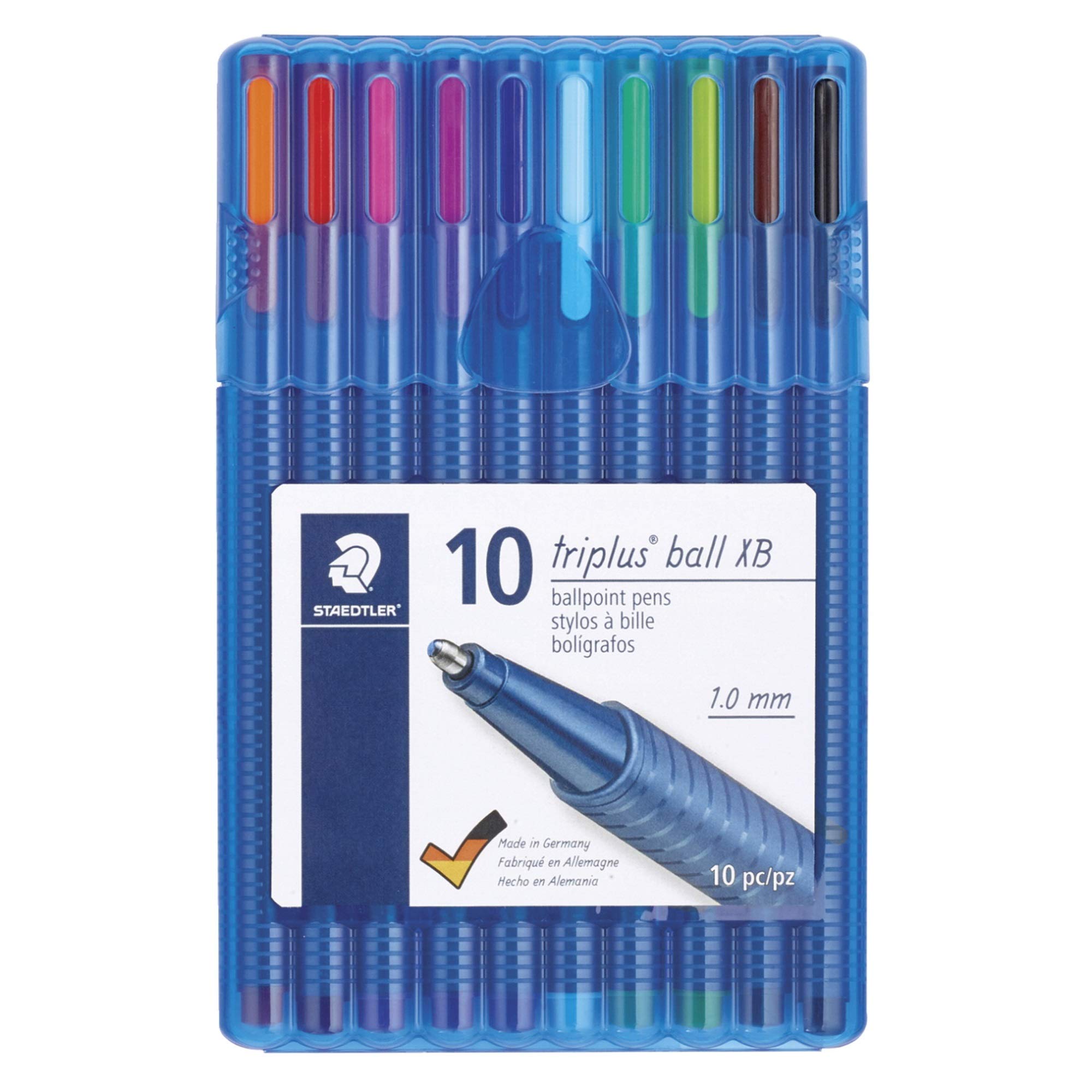 Staedtler triplus Ballpoint Pens, Extra Broad in Assorted Colors (1.0mm), Extra Smooth Low Viscosity Ink, 10 Pack, 437 SB10A6