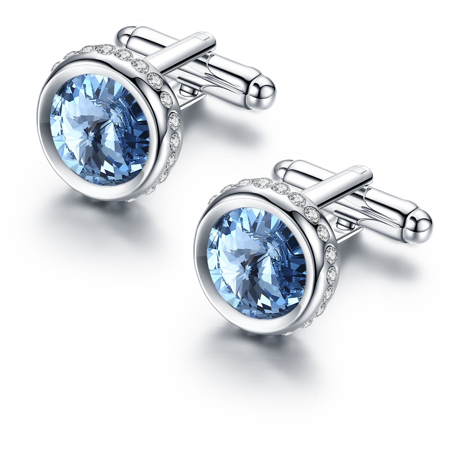 Pinannie Austria Crystal Shirt Cuff Links White Gold Plated Wedding Cufflinks for Mens (Purple)