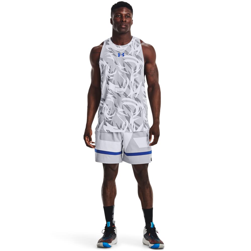 Under Armour Men's Baseline Woven 7" Basketball Short, (011) Mod Gray/White/White, Large
