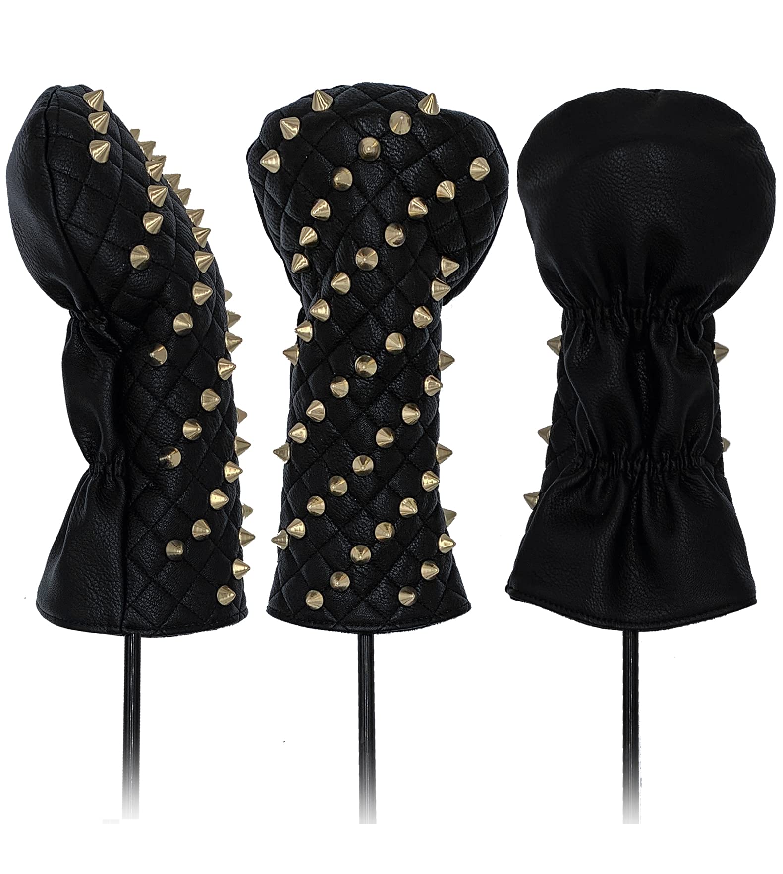 Stud Spike Gold Premium Golf Driver Headcover (Black)