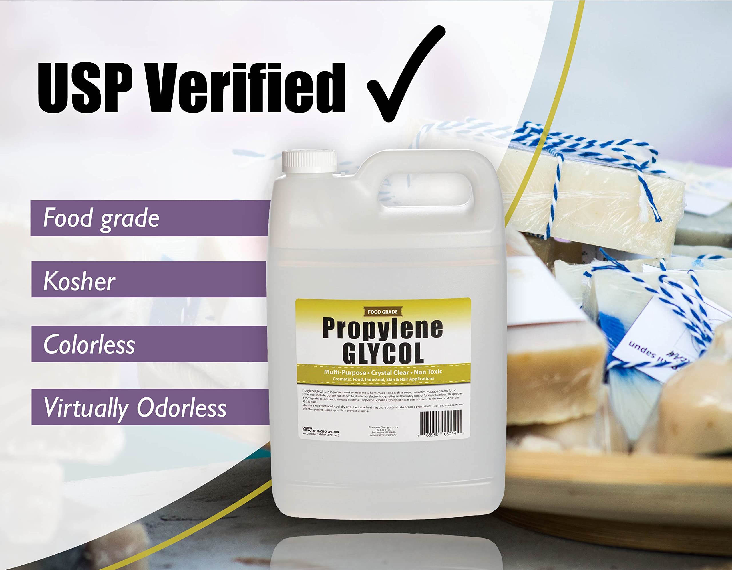 Propylene Glycol - USP Certified Food Grade - Highest Purity, Humectant, Fog Machine, Humidor & Antifreeze Solution, DIY, 4 Gallon Value Pack