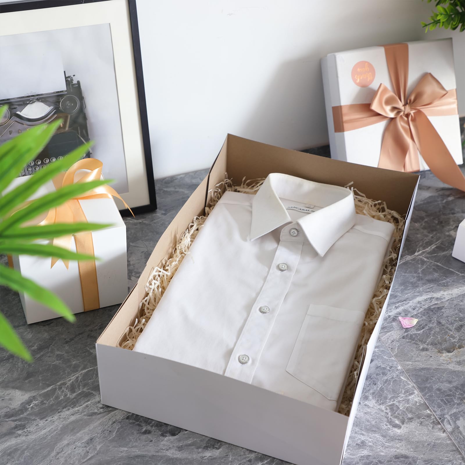 Moretoes 12 Pack Large Gift Boxes with Lids and Extra Depth (X-Large Shirt Robe Boxes Bulk for Wrapping Gifts) for Christmas Presents, Holidays, Birthdays (17 x 11 x 4)