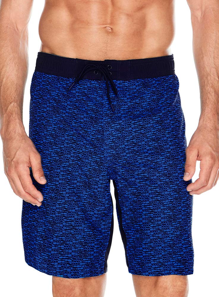 Reebok Men's Swimwear 9" E-Board Mavericks UPF 50+ Athletic Swim Shorts Bathing Suit Trunks, Collegiate Navy, Medium
