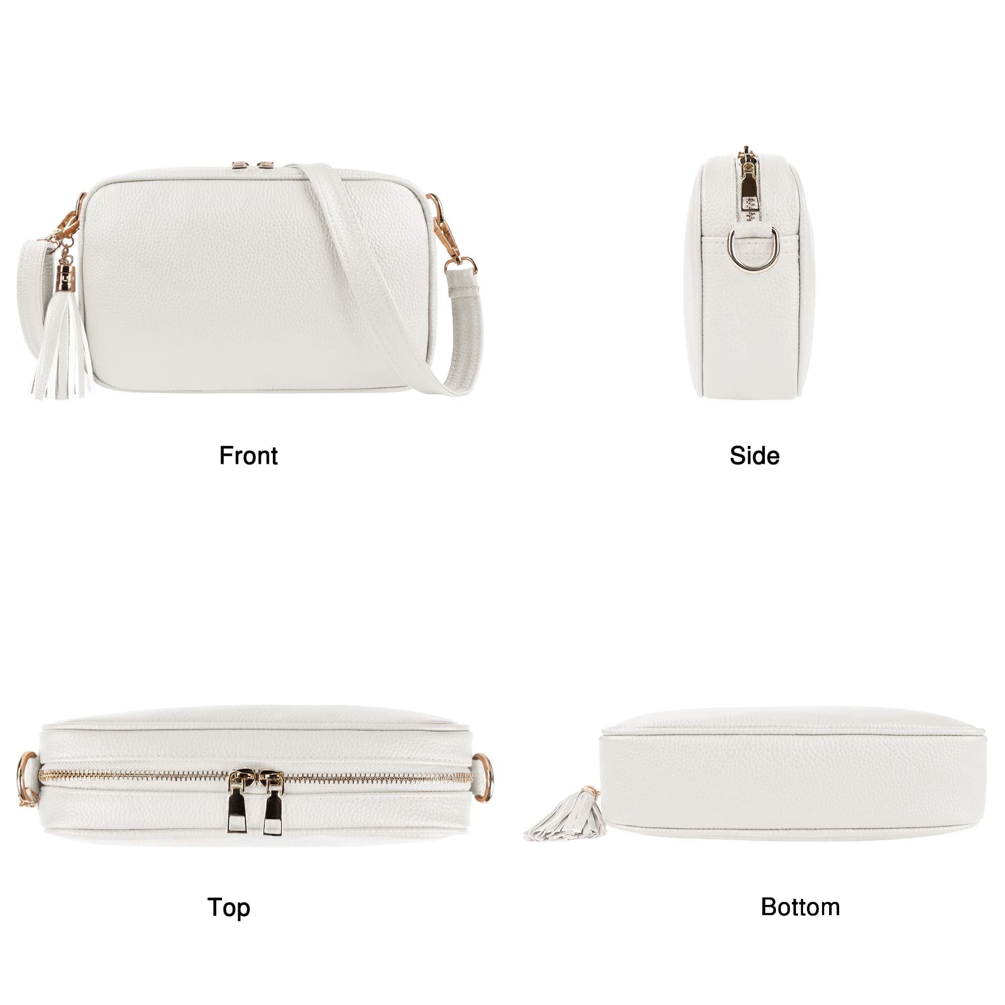Youjaree Crossbody Bag for Women Trendy Shoulder Bag Everyday Purse Handbag with Tassel and Two Detachable Adjustable Strap (White)