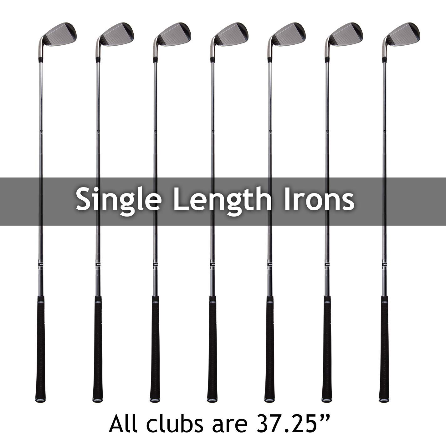 PGX Single Length Iron Set, 5-PW + AW (7 Clubs), Silver and Black