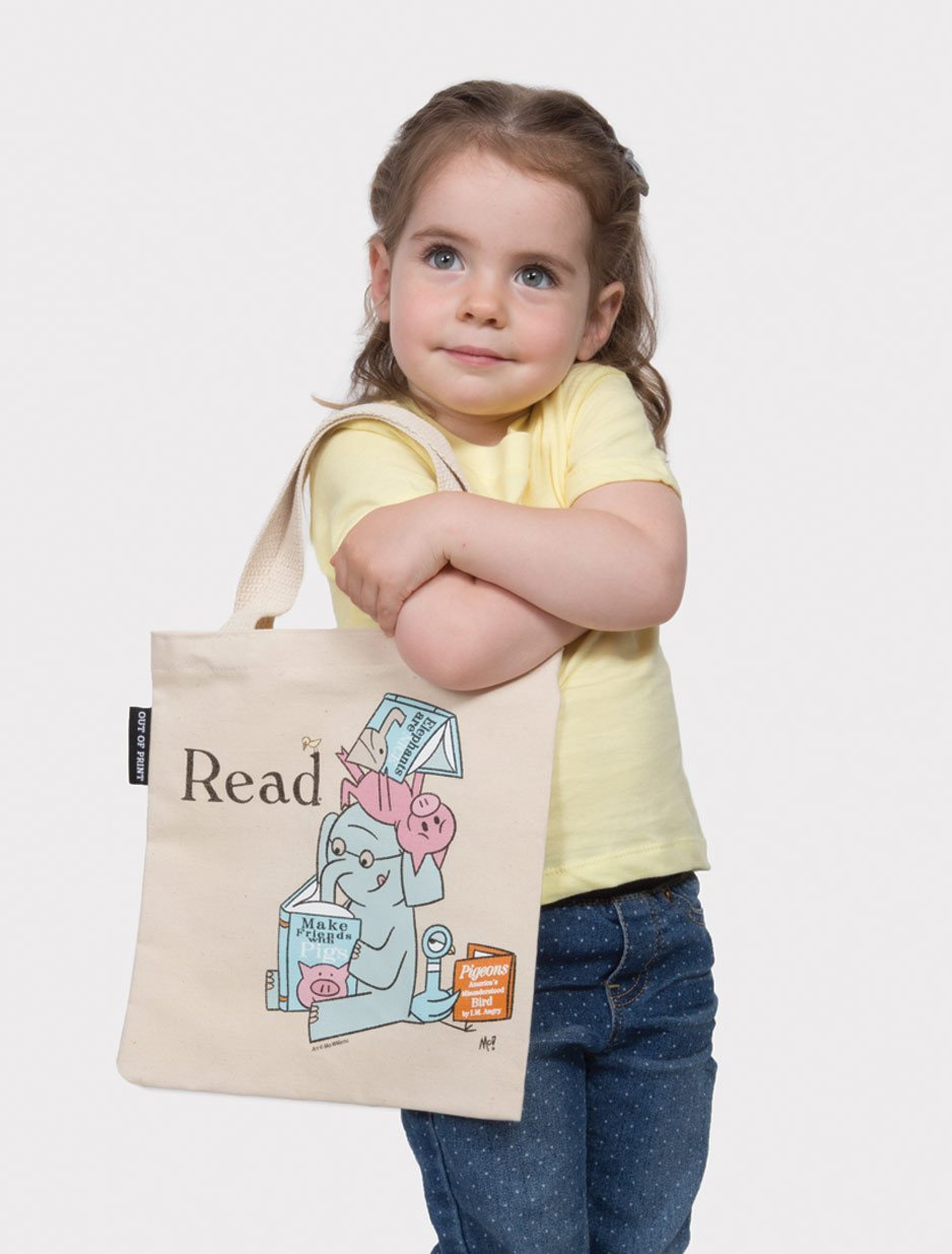 Out of Print Elephant and Piggie Read Kid's Tote Bag, 10.5 X 10.5 Inches
