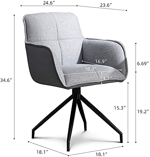 Rotatable Ergonomic Computer Desk Chair with Armrests Upholstered Seat Reception Sofa Armchair for Living Room Lounge Restaurant Office Study Chair(Grey)