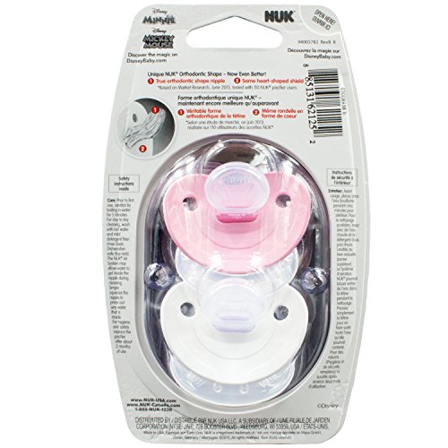 NUK Disney Baby Puller Pacifier, 6-18 Months, Minnie Mouse/Assorted Colors, 1 pk