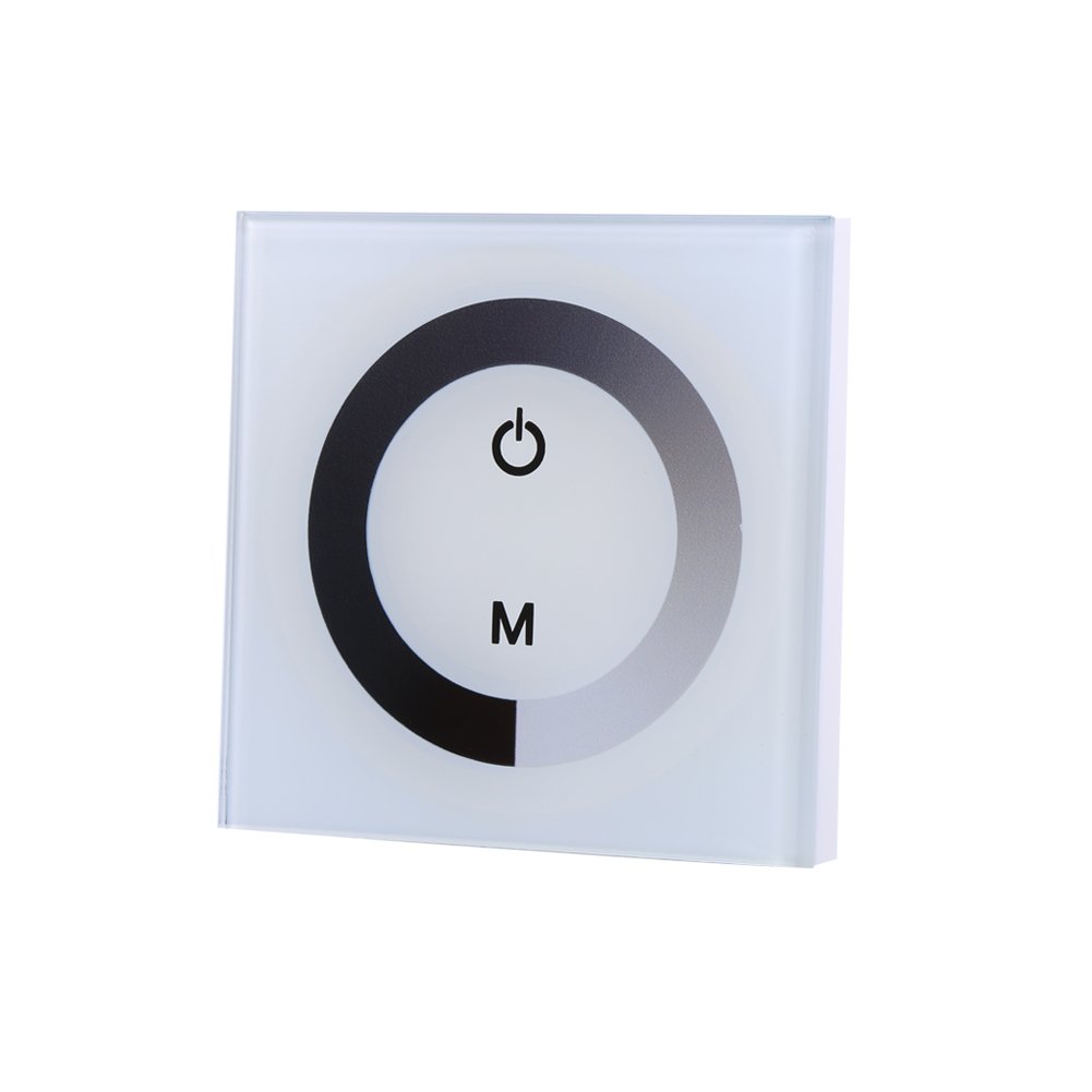 Psytfei Single Color Touch Panel LED Dimmer Wall Switch Controller DC 12V to 24V LED Light Strip Single Channel Lamps for Home(White)