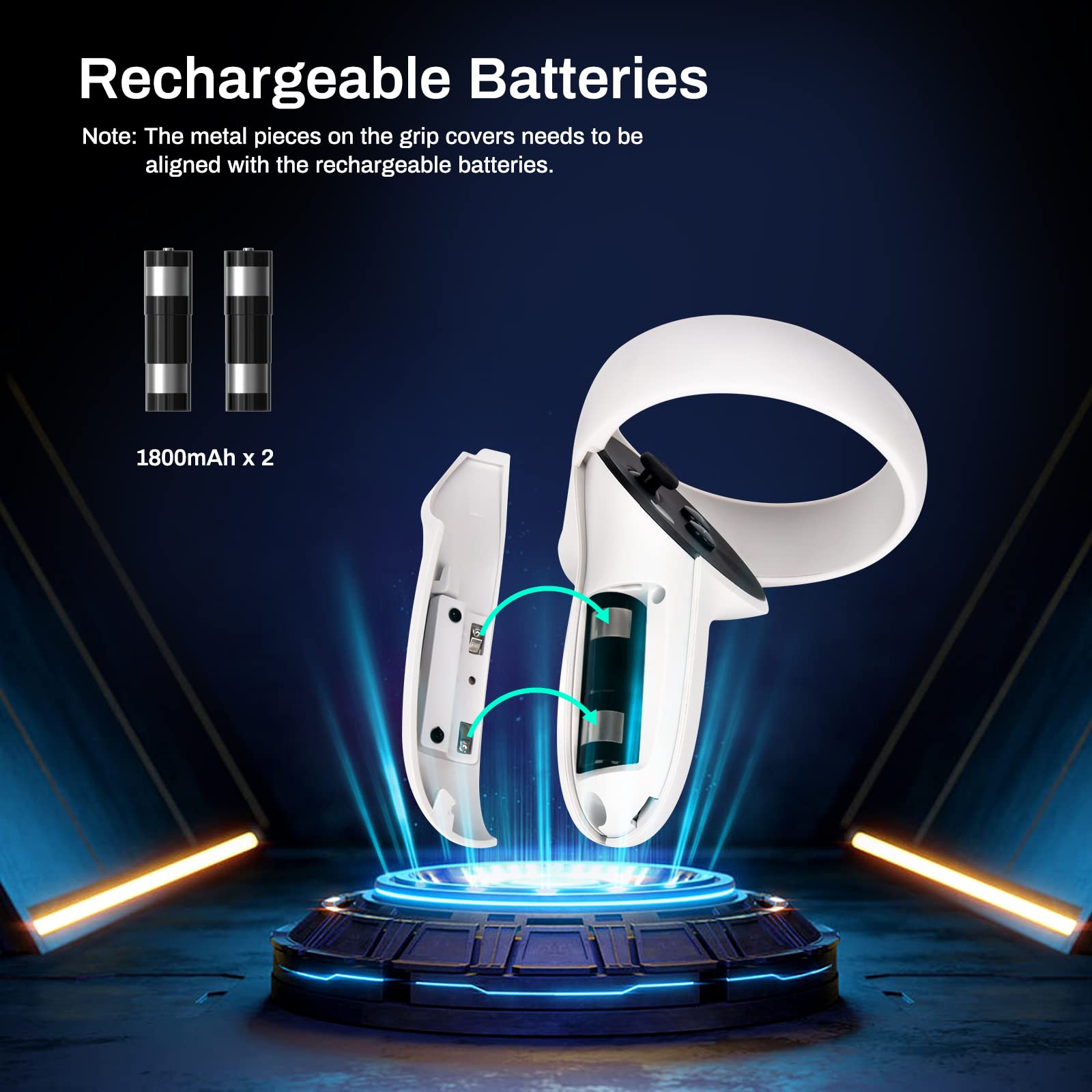 Younik Charging Dock for Quest 2, Charge Controllers and Headset Simultaneously, VR Charger Station Accessories with 2 Rechargeable Controller Batteries