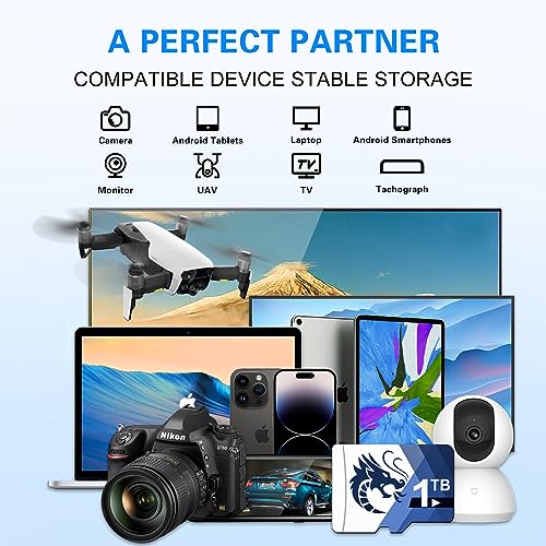 POCEVIT Memory Card 1TB TF Card with Adapter | Flash Memory Card Up to 80MB/s, A1, U3, Class10, V30, UHS-I, High Speed for Android Smart-Phones,Tablets,Camera
