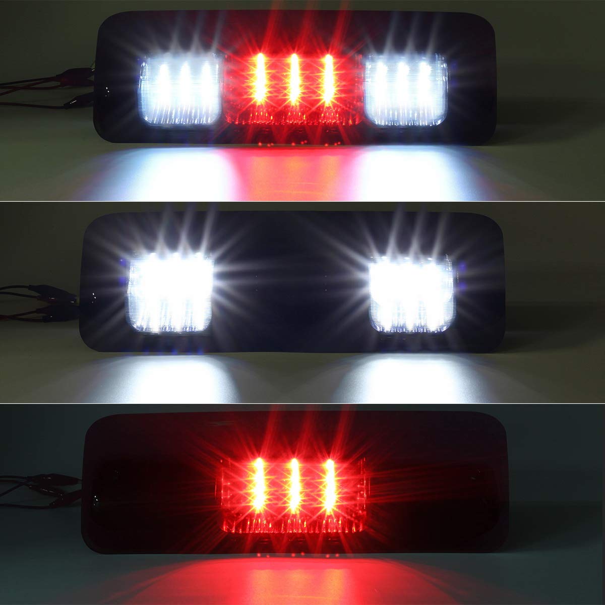 Partsam Replacement for F150 F-150 2004 2005 2006 2007 2008 High Mount Stop Light 3rd Third Brake Light Smoked LED Rear Cab Roof Center Mount Brake Tail Cargo Light Lamp Chrome Housing w/3 Plugs
