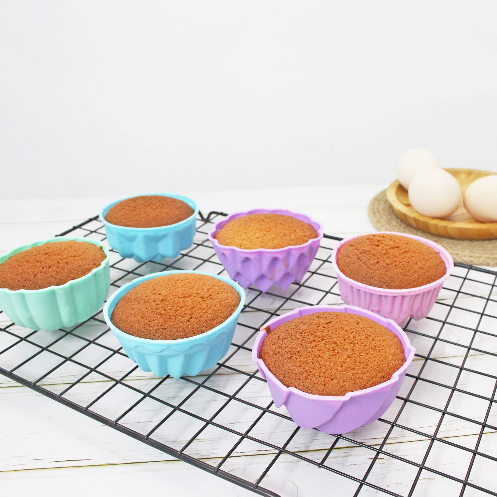 To encounter Silicone Cupcake Baking Cups, Food Grade Non-Stick Silicone Muffin Liners, Reusable 3 Inch Silicone Molds, 6 Shapes Pack of 24