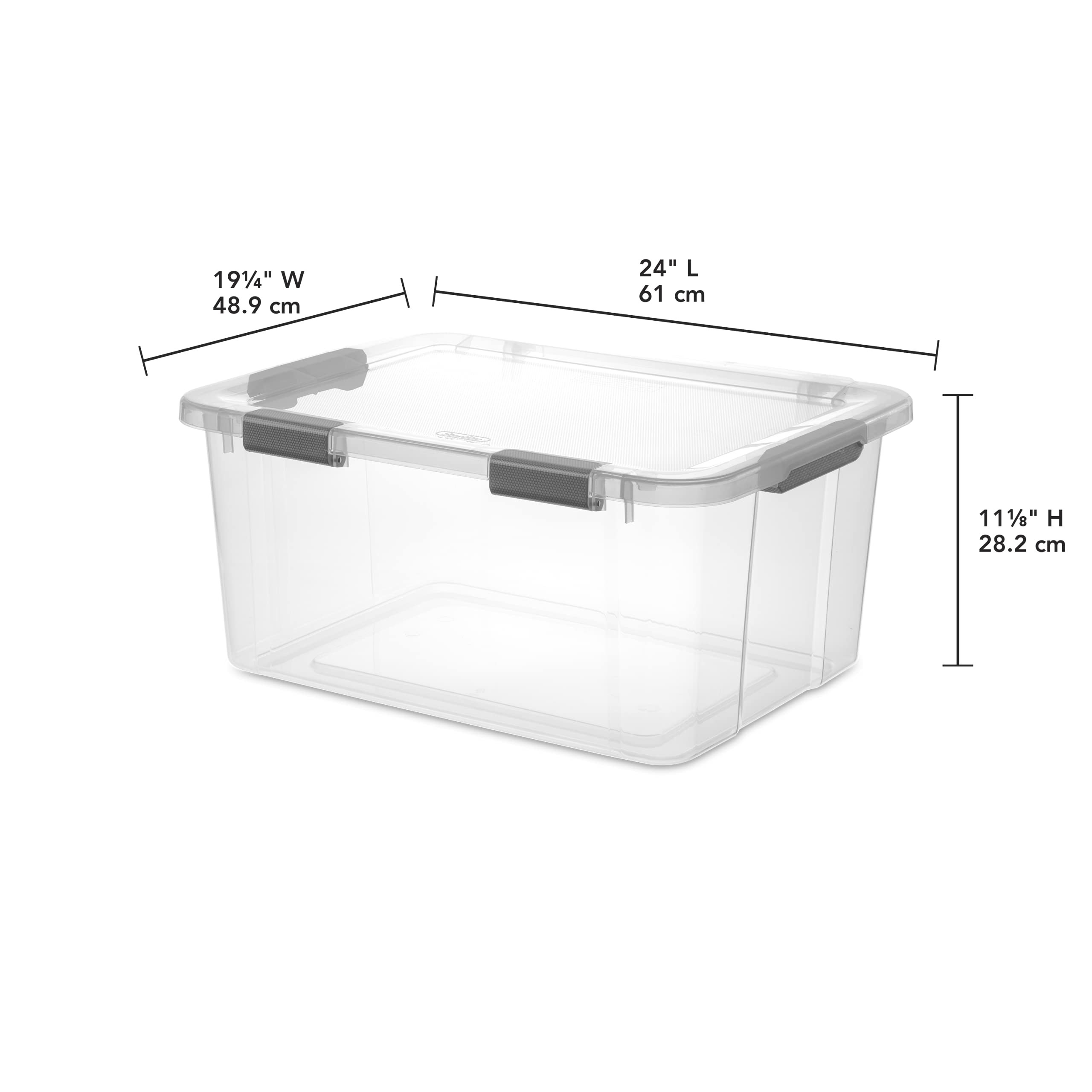 Sterilite 13963V06 60 Qt Hinged Lid Box, Clear, 6-Pack