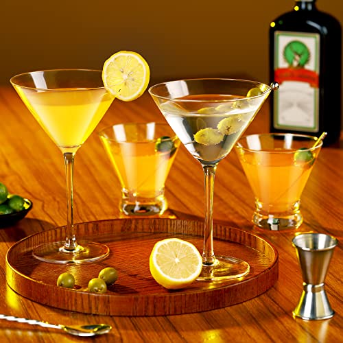 VENVENWEAVS Martini Glasses Set of 6, Hand-blown Crystal Cocktail Glasses for Espresso Martini,Cosmopolitan,Manhattan,Gimlet,Home Bar,Cocktail Party,Stemless Martini Glassware Gift Set