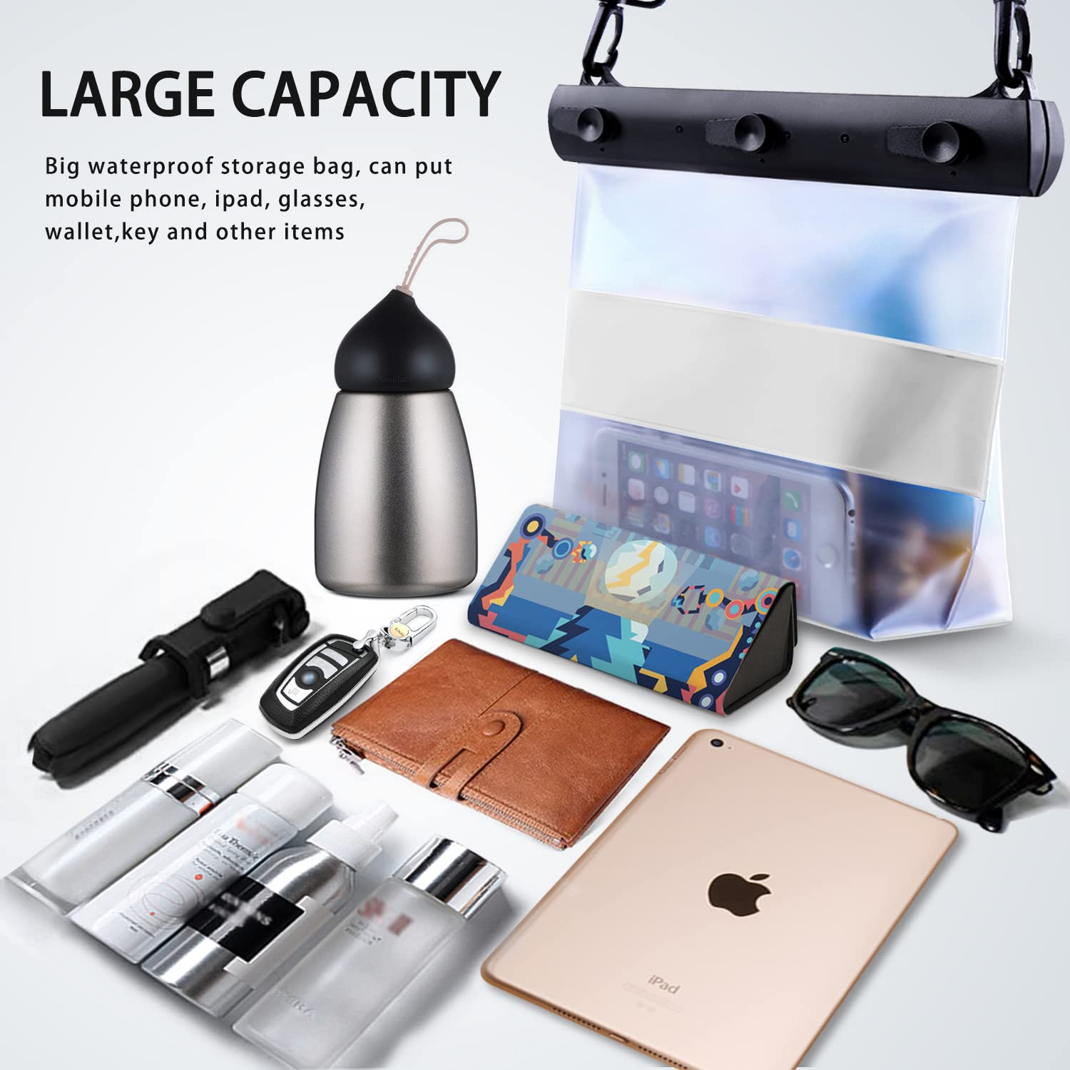 Uniswim Multifunctional Storage Pouch Waterproof Dry Bag with Adjustable Belt for Phone Valuables for Swimming Snorkeling Boating Fishing Kayaking Rafting