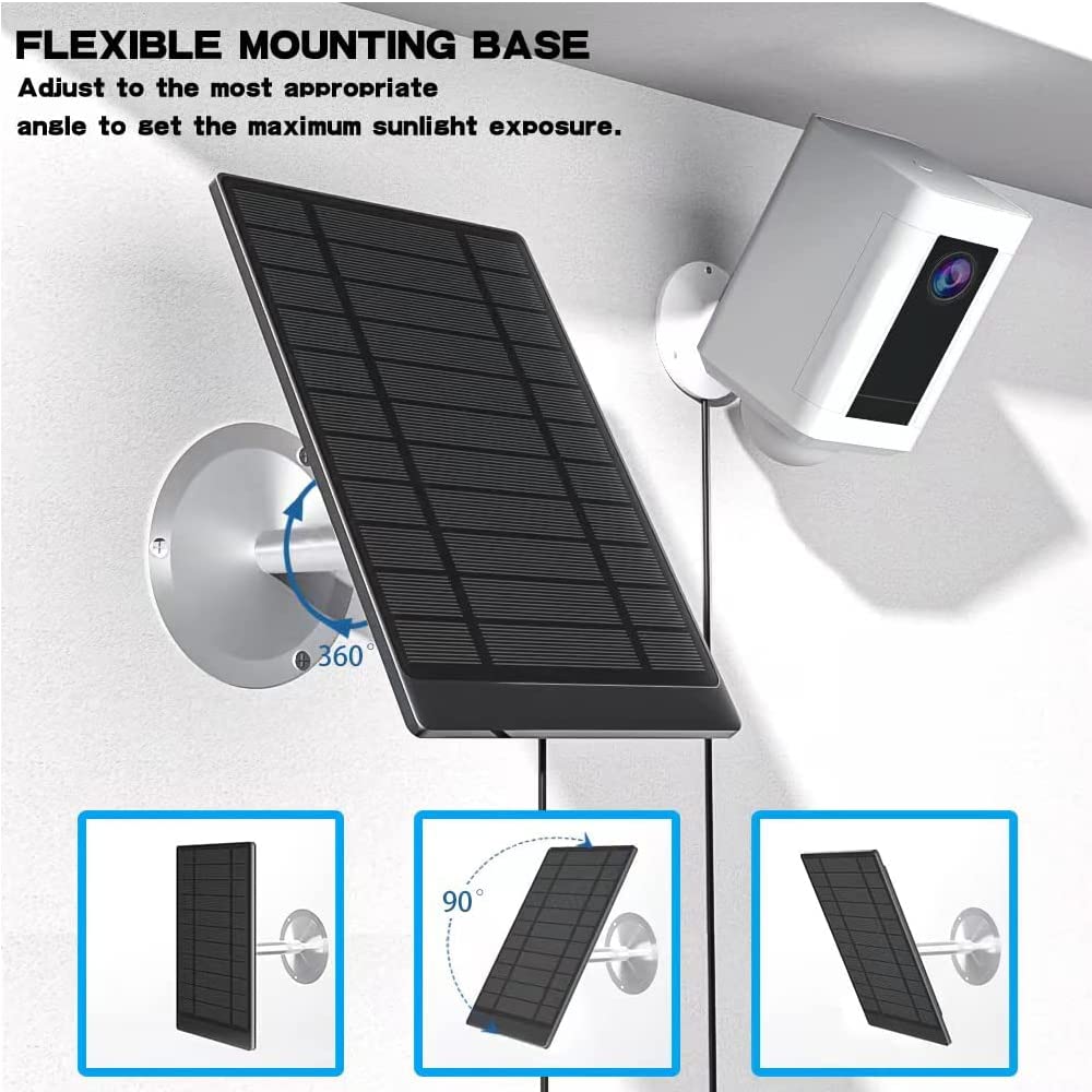 Solar Panel for Wireless Security Camera, Waterproof Solar Panel Compatible for Nest, Ring Stick Up Cam Battery and Ring Spotlight Cam Battery 5V 4.5W( 2PCS)