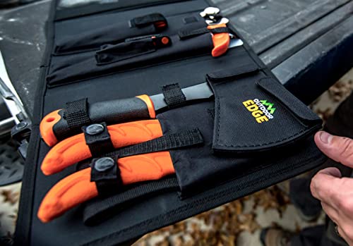OUTDOOR EDGE Outfitter, 9-Piece Field to Freezer Hunting & Game Processing Knife Set with Caping Knife, Gut-Hook Skinner, Boning/Fillet Knife, Sharpener, Axe, Wood/Bone Saw, Spreader, Gloves