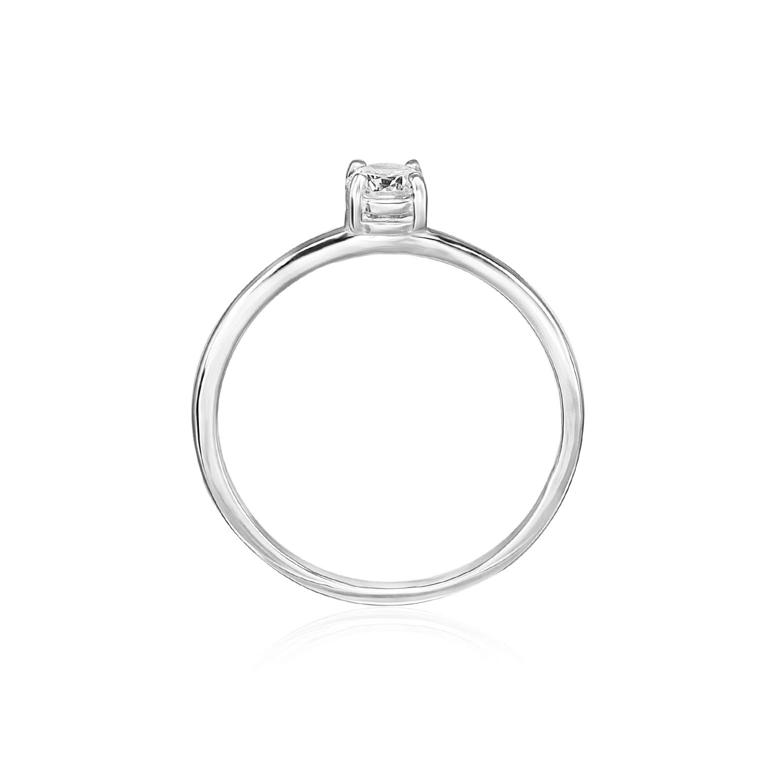 River Island Sterling Silver 4 mm Round Solitaire CZ Engagement Ring, Size 7 Avail in 3 Colors