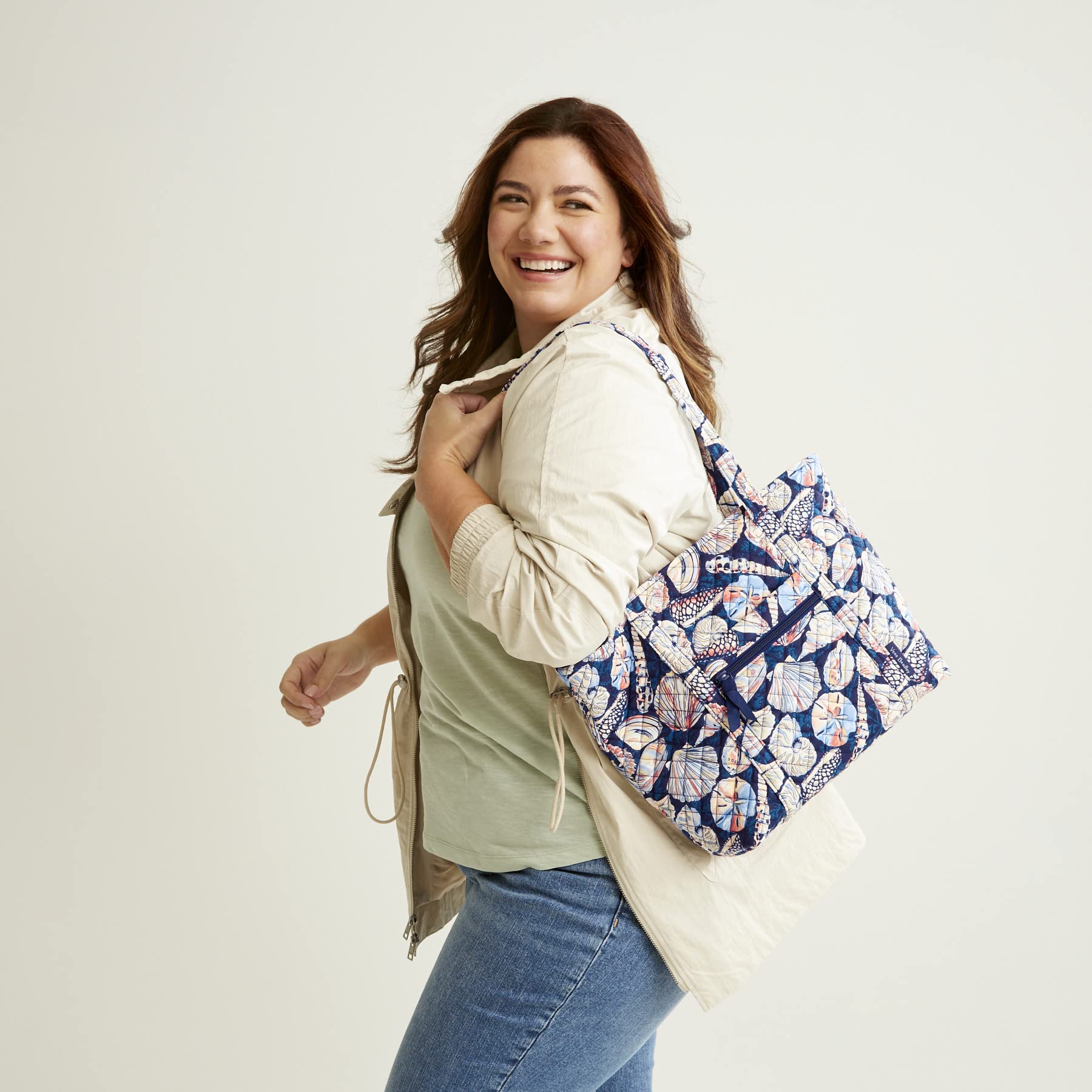 Vera Bradley Women's Cotton Small Vera Tote Bag, Snow Globes - Recycled Cotton, One Size