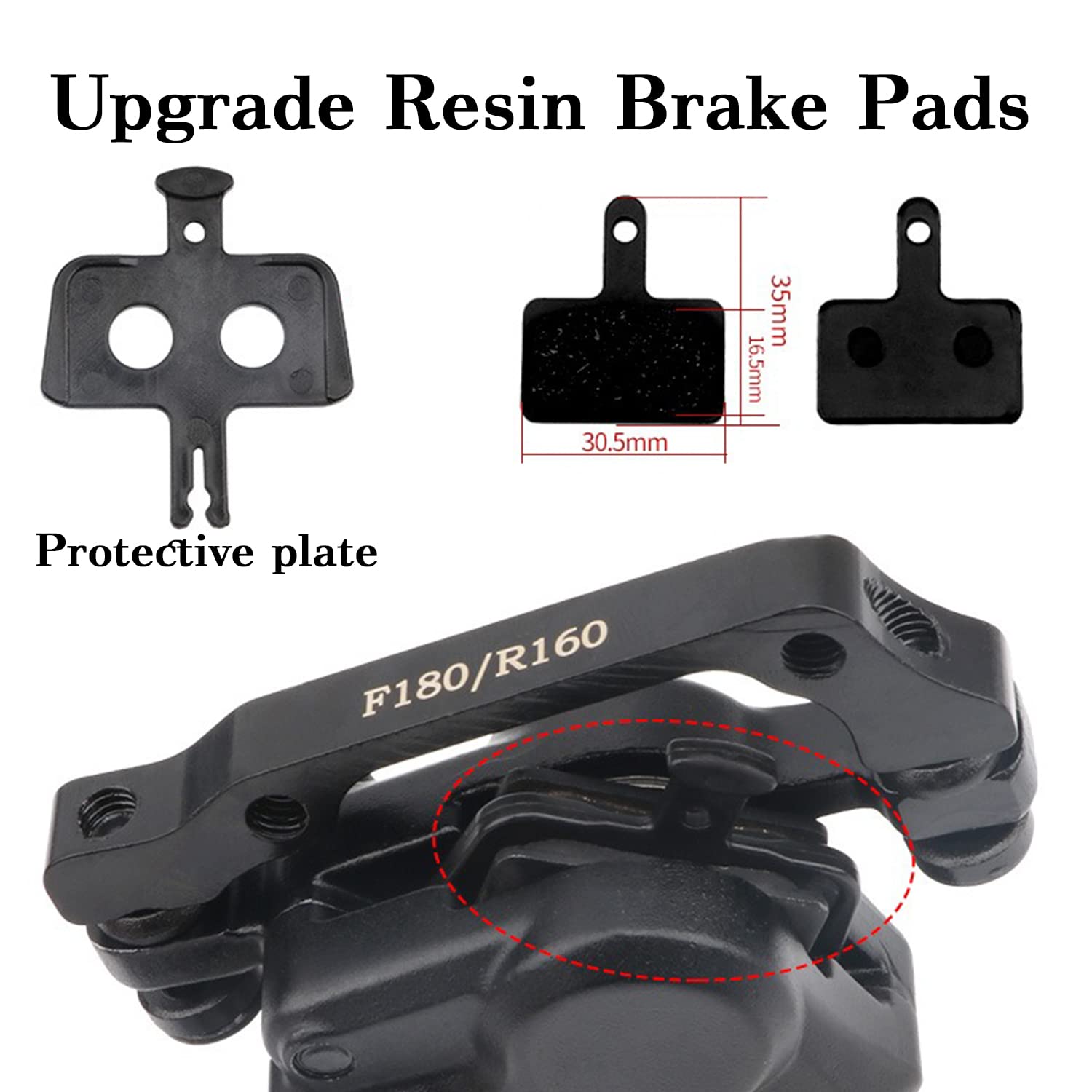 TPard MTB Hydraulic Brake Set Bicycle Disc Brakes Kit, Left Front 800mm Aluminum Alloy Hydraulic Brake Fit for Mountain Bike, MTB (Left Front 800mm only)