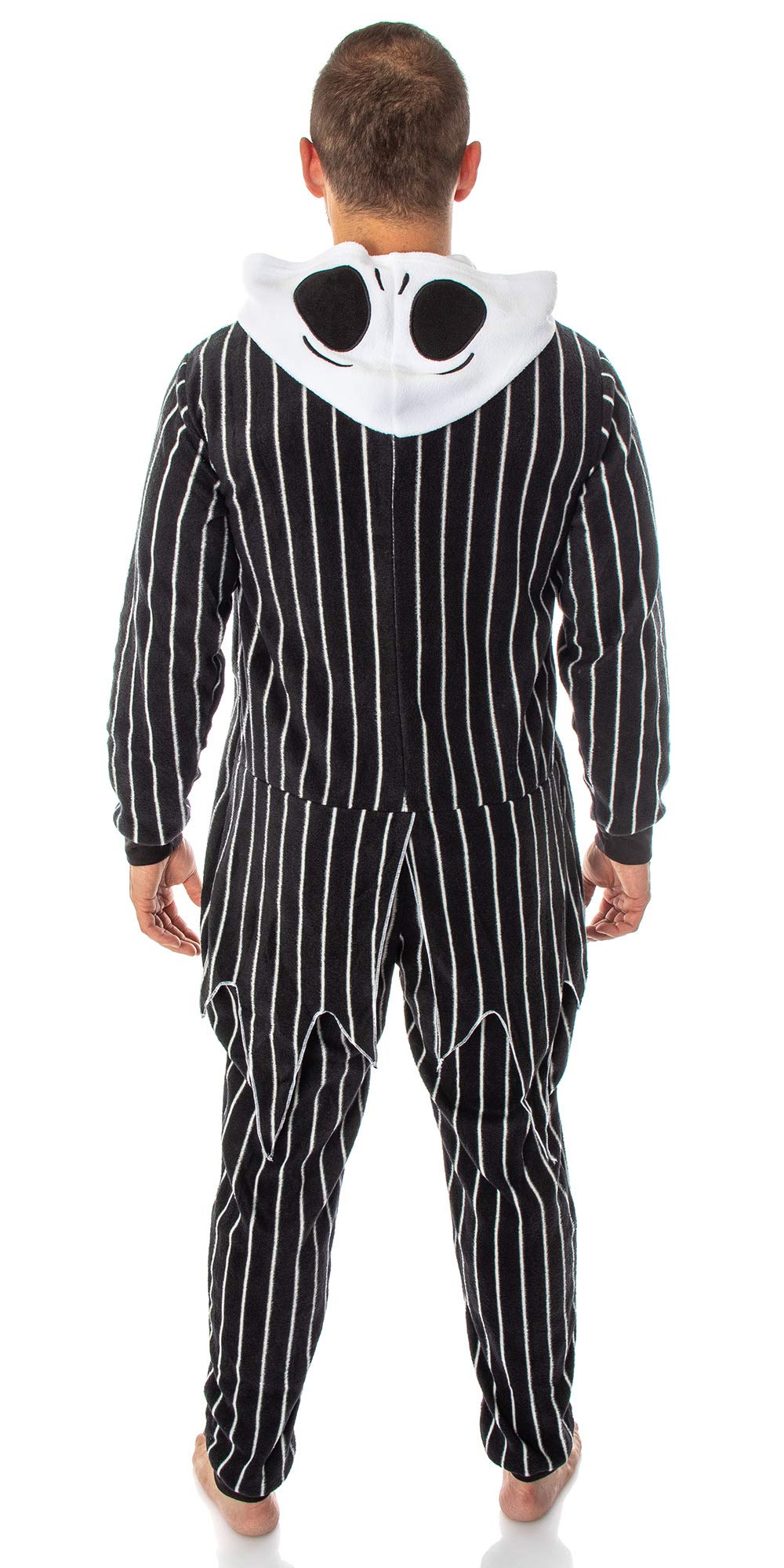 Nightmare Before Christmas Jack Skellington Costume Pinstripe Suit Pajama Outfit One-Piece Union Suit (Large) Black