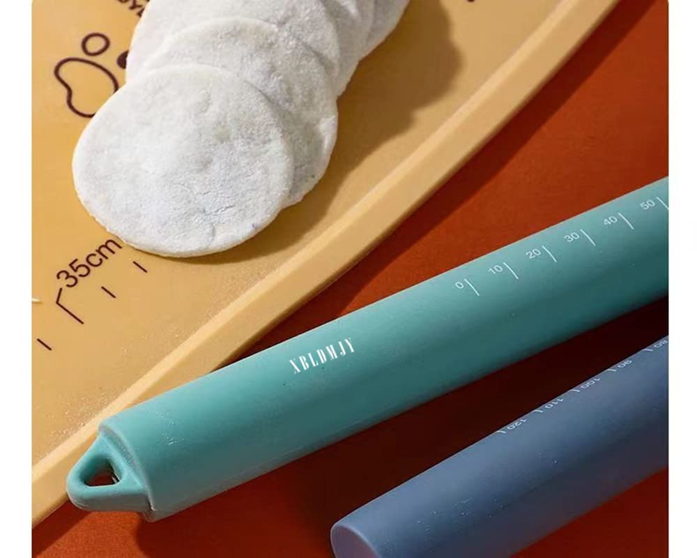 XBLDMJY Small Silicone French Rolling Pin, Silicone Steel Rolling Pin, Non Stick Roller For Dough, Mini Dough Roller, Rolling Pins For Baking,Fondant rollers.(10.23×1.02"/26×2.6cm/Green)