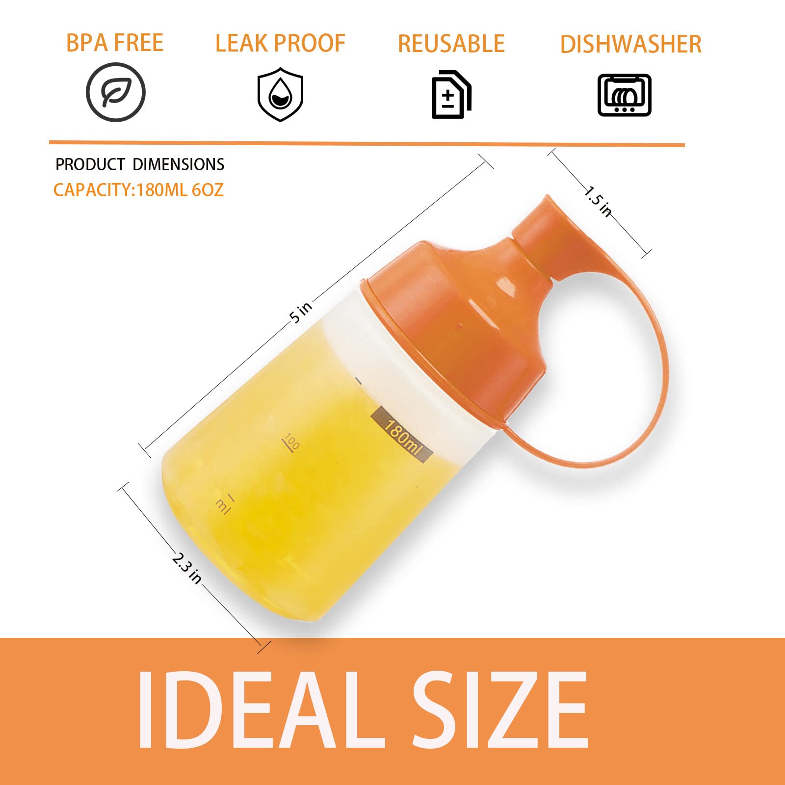 TOCKONIMN Condiment Squeeze Squirt Bottles for Sauces Plastic - (4pcs, 6oz) Ketchup Bottles with Top for Paint Cooking Liquids Sauce Dispenser Kitchen Food Bbq Pancake Drizzle Mustard Icing Clear