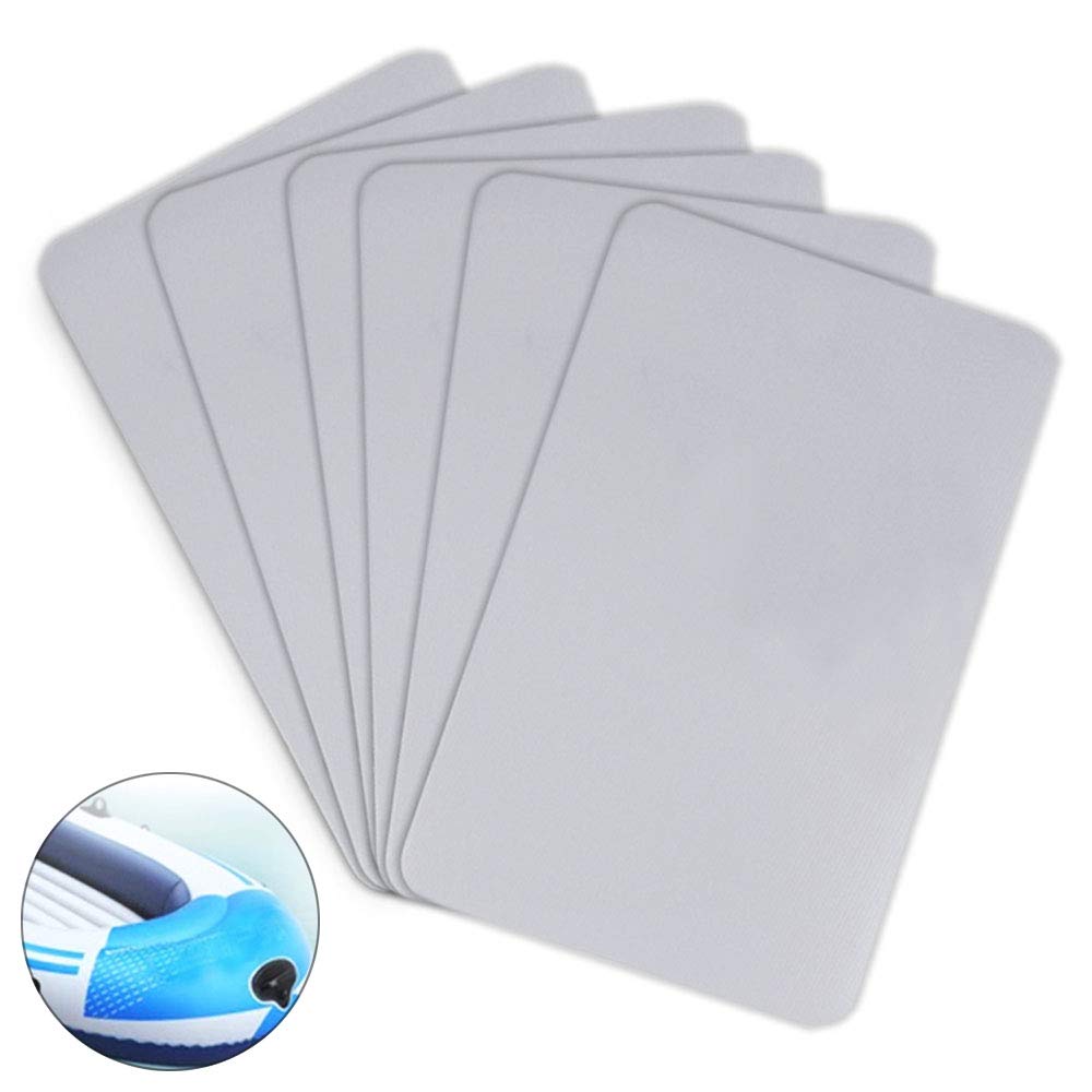 OUHFDS PVC Patch Kit for Inflatables Waterproof,6 Pcs PVC Boat Repair Kit for Inflatable Boat Kayak Canoe Pool (Gray)
