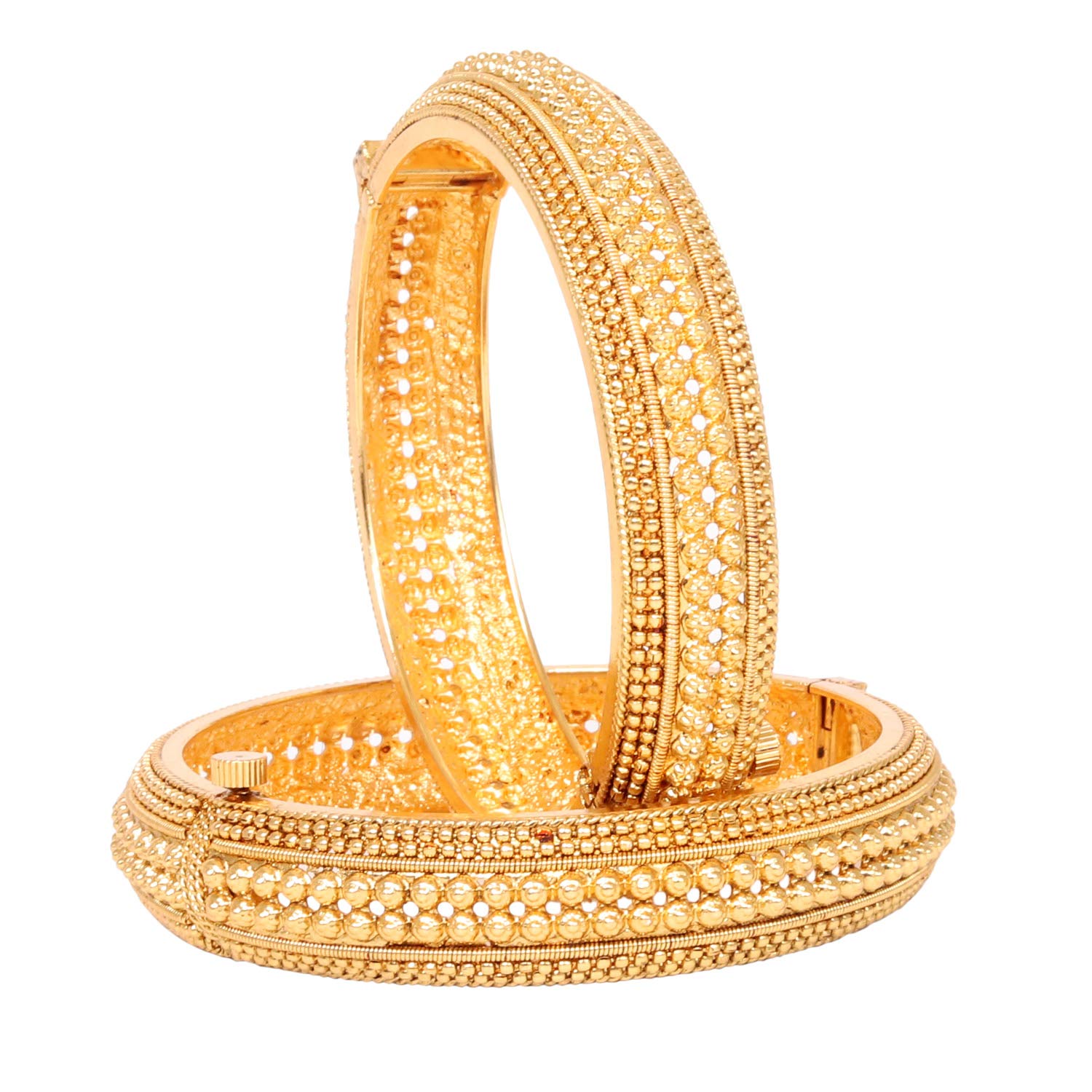 Sukh Collection Jewellery ndian Bollywood Antique Gold Plated Ethnic 2 Pcs Screw Kada Bangle Bracelet Jewelry Women Wedding Style Set (2.4)