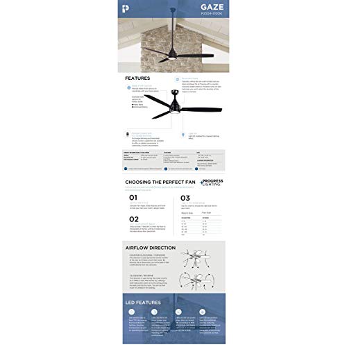 Progress Lighting Gaze Collection 60" LED Three-Blade Ceiling Fan
