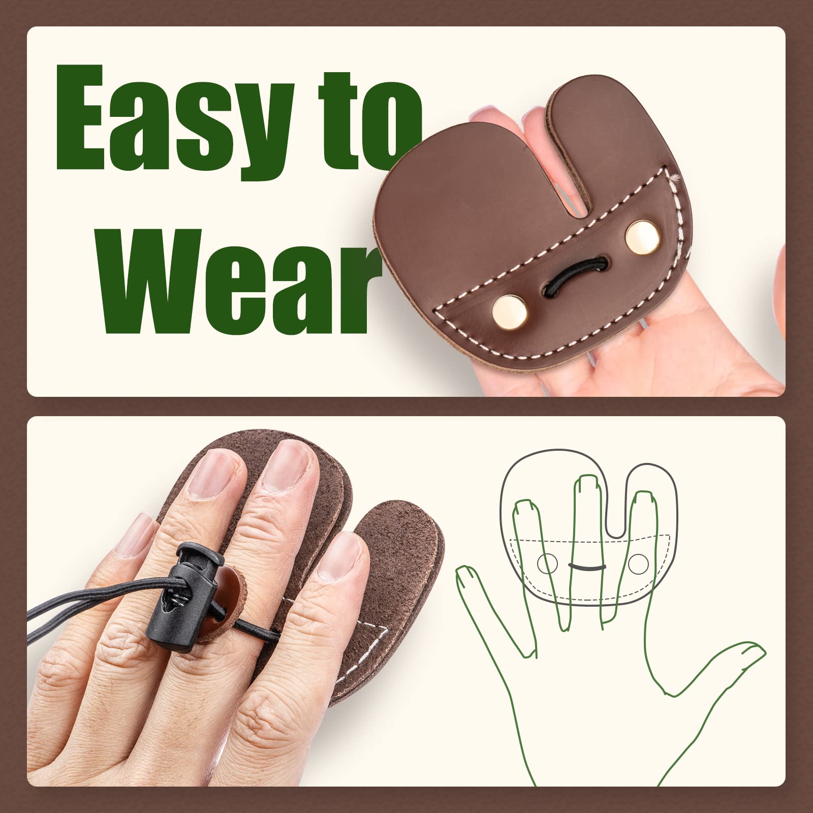 Trymaker Archery Finger Tab，Leather Protective Tab for Recurve Bow and Compound Bow Men and Women,Finger Tab for Hunting Bow with Archery Equipment and Accessories