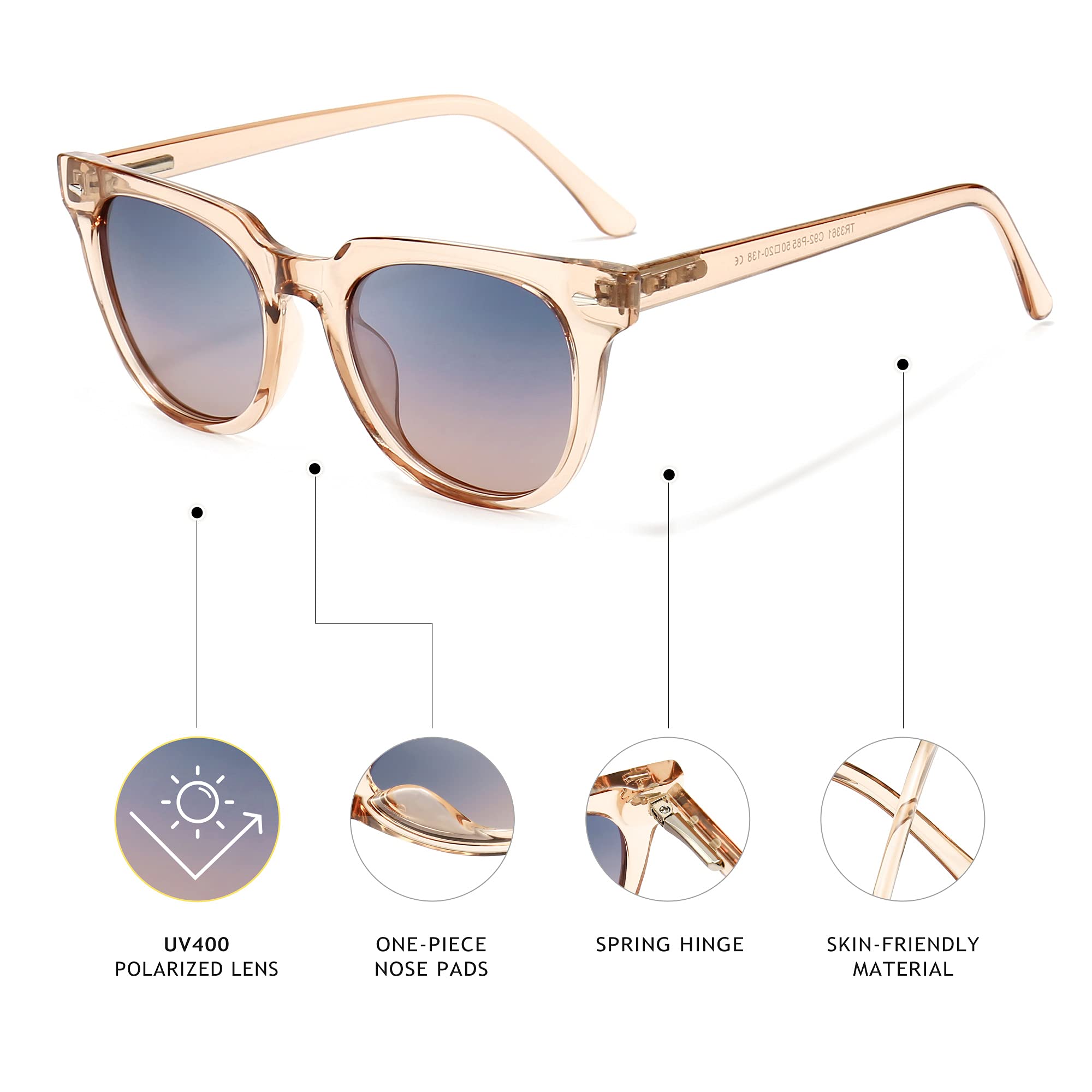 SUNGAIT Classic Retro Polarized Sunglasses for Women Trendy Sun Glasses UV400 100% Protection
