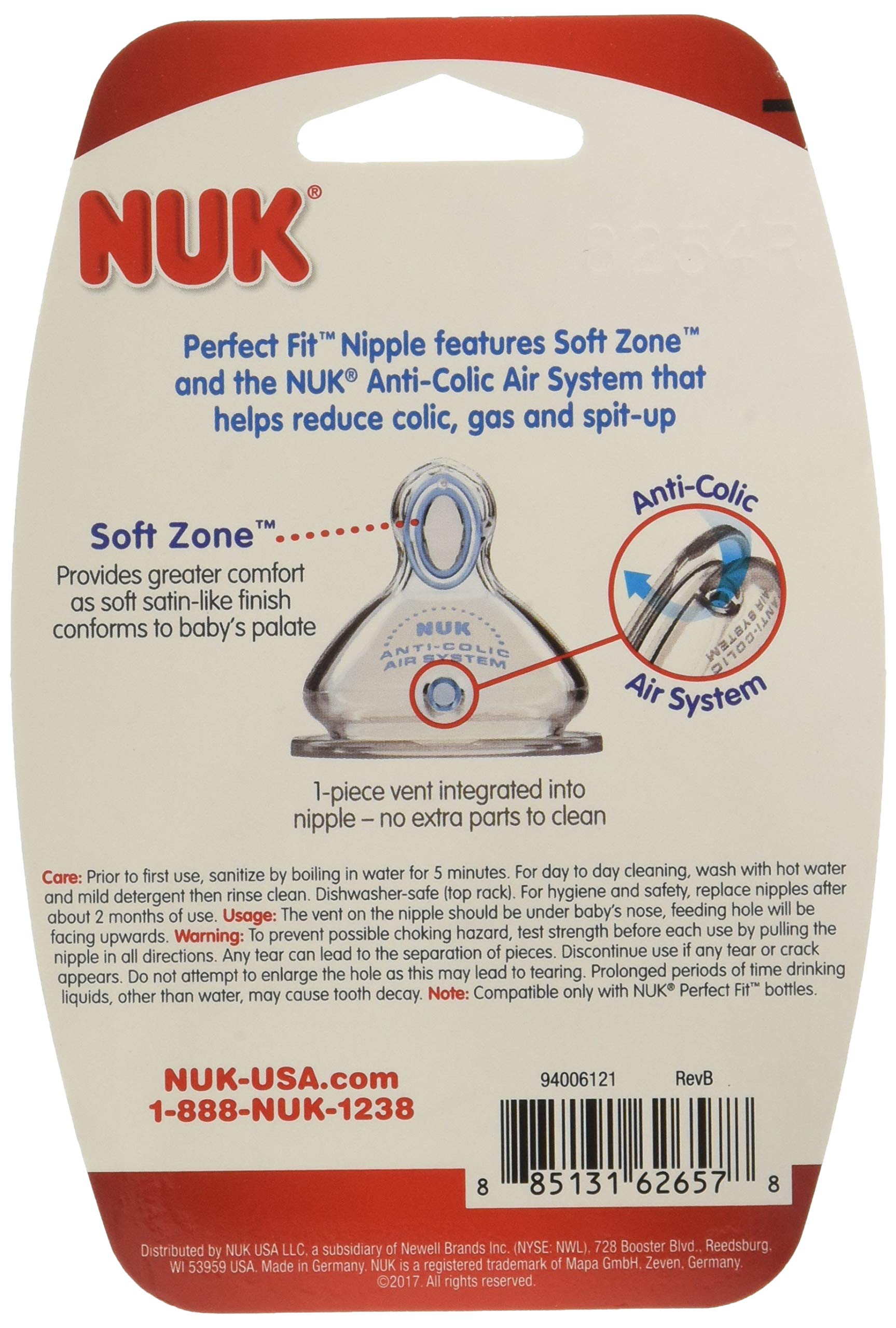 Nuk 62657 Size 2 Wide-Neck Silicone Nipples 2 Count