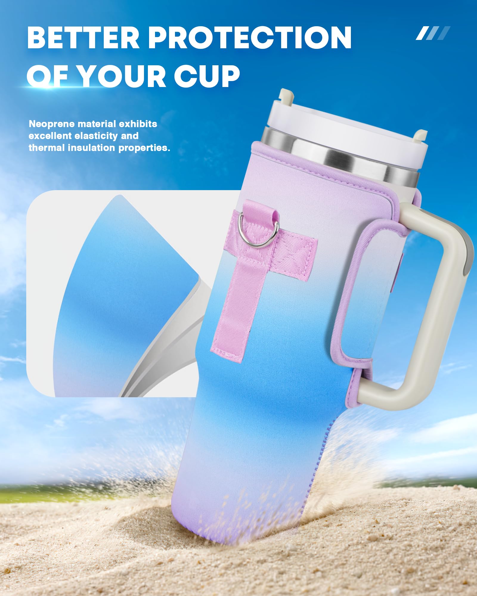 REX-SANTO Water Bottle Holder for Stanley Cup with Strap,Tumbler Accessories for Stanley 40 oz,Anti Drop and Leakage,Suitable for Sports and Outdoor Use(Tropical Fruit)(Cup Not Included)