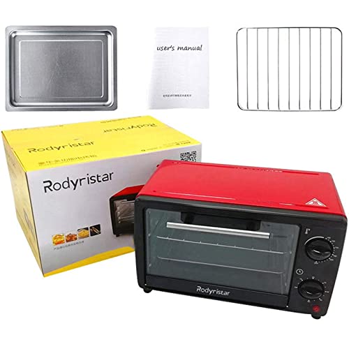 Multi Function Electric Oven,Household 12L Air Fryer Mini Chicken Oven, High Temperature Baking Mini Cake Oven with Bakeware and Rack Red (Red) (Red)