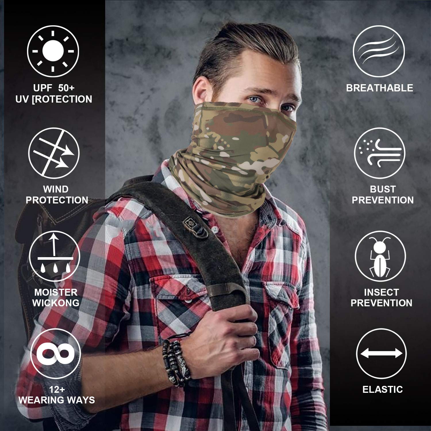 Summer Face Scarf Cover-Dust, Sun, Neck Gaiter Cover for Fishing Hiking Cycling