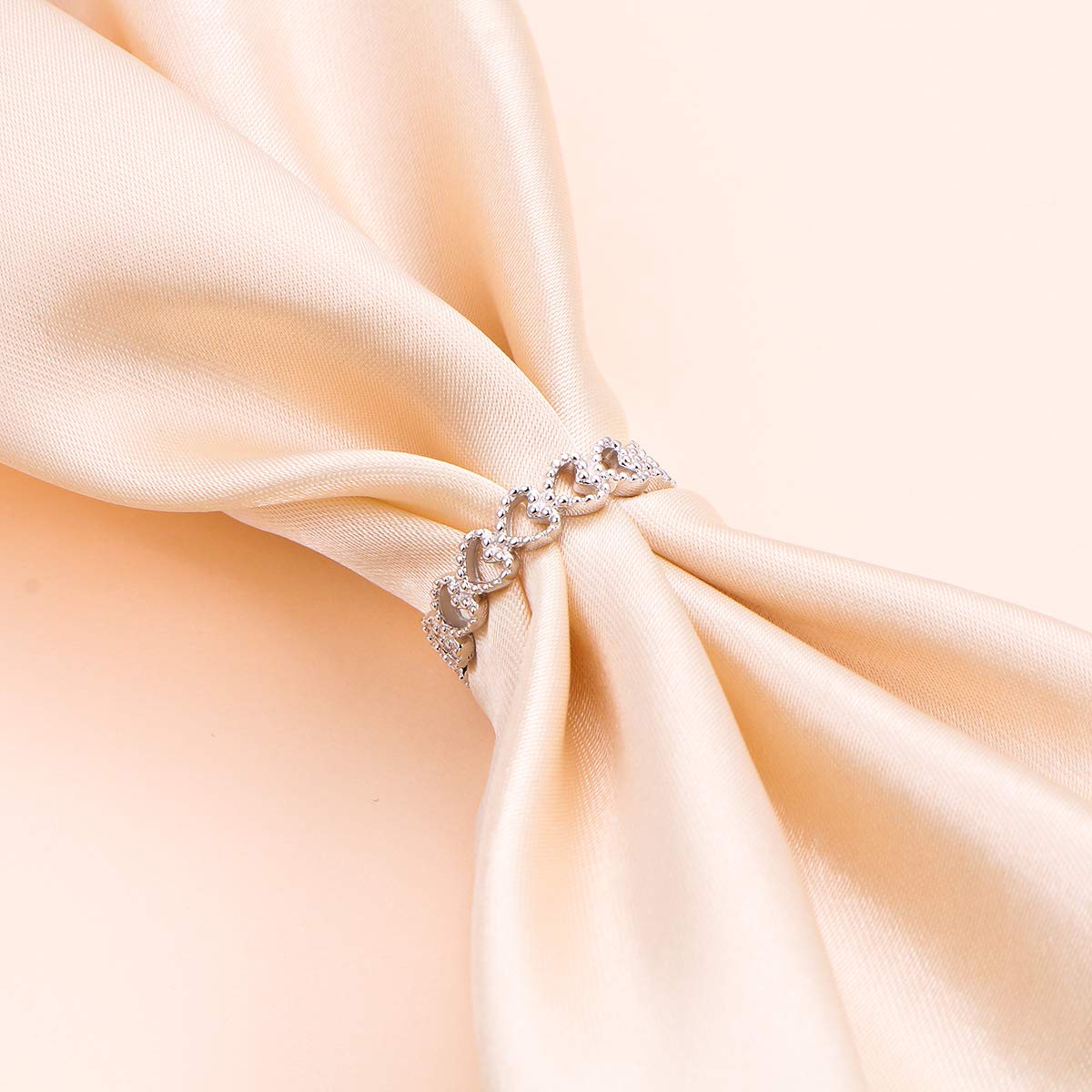 Sterling Silver Heart Shaped Classical Simple Plain Stacking Wedding Band Promise Eternity Ring