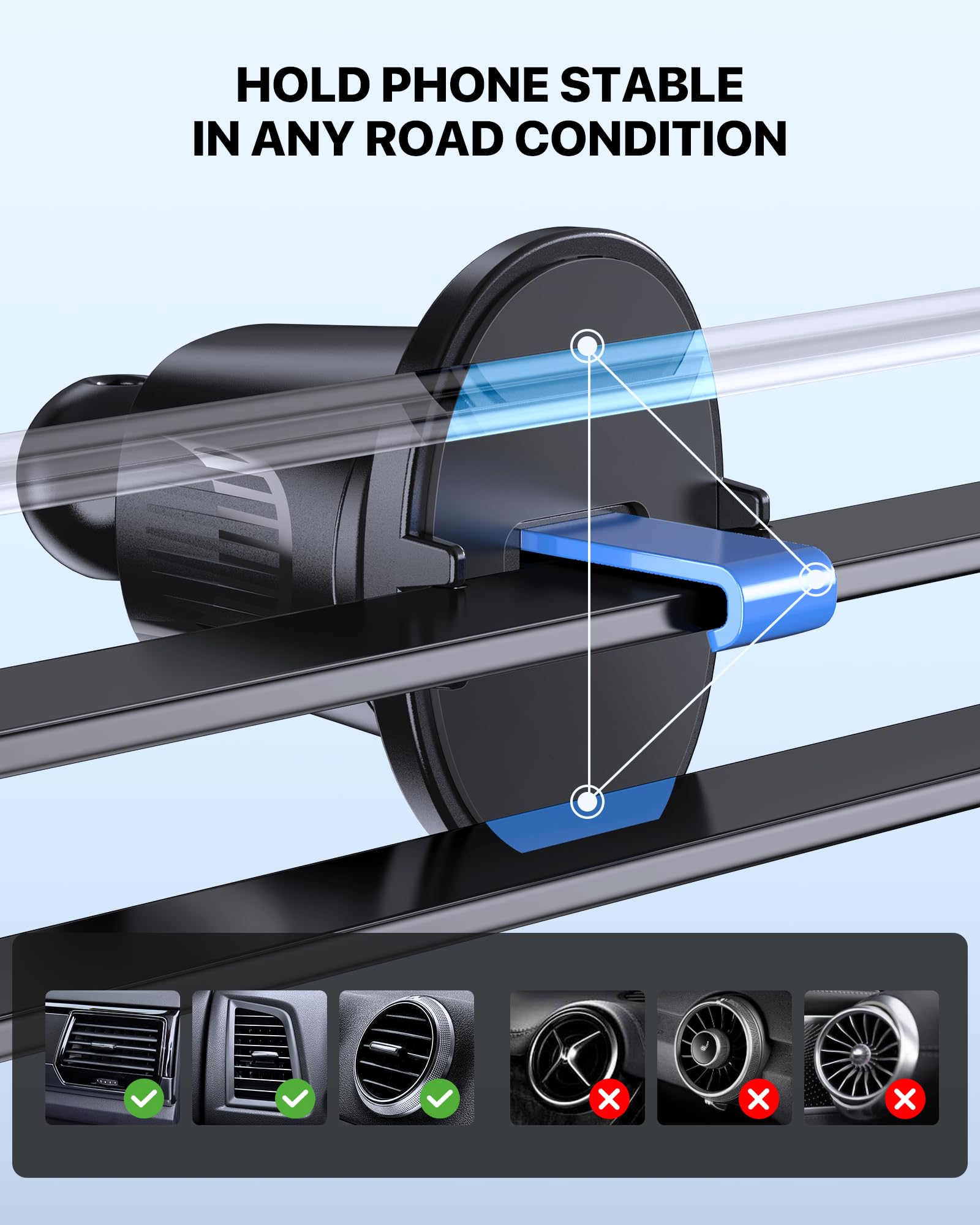 Puretor 2in1 Wireless Car Charger, 15W Qi-Enabled Fast Charging Car Phone Holder, Wireless Charger for iPhone 14 13 12 Pro Max, Samsung Glaxy S21, S20, S10+, S9+, etc